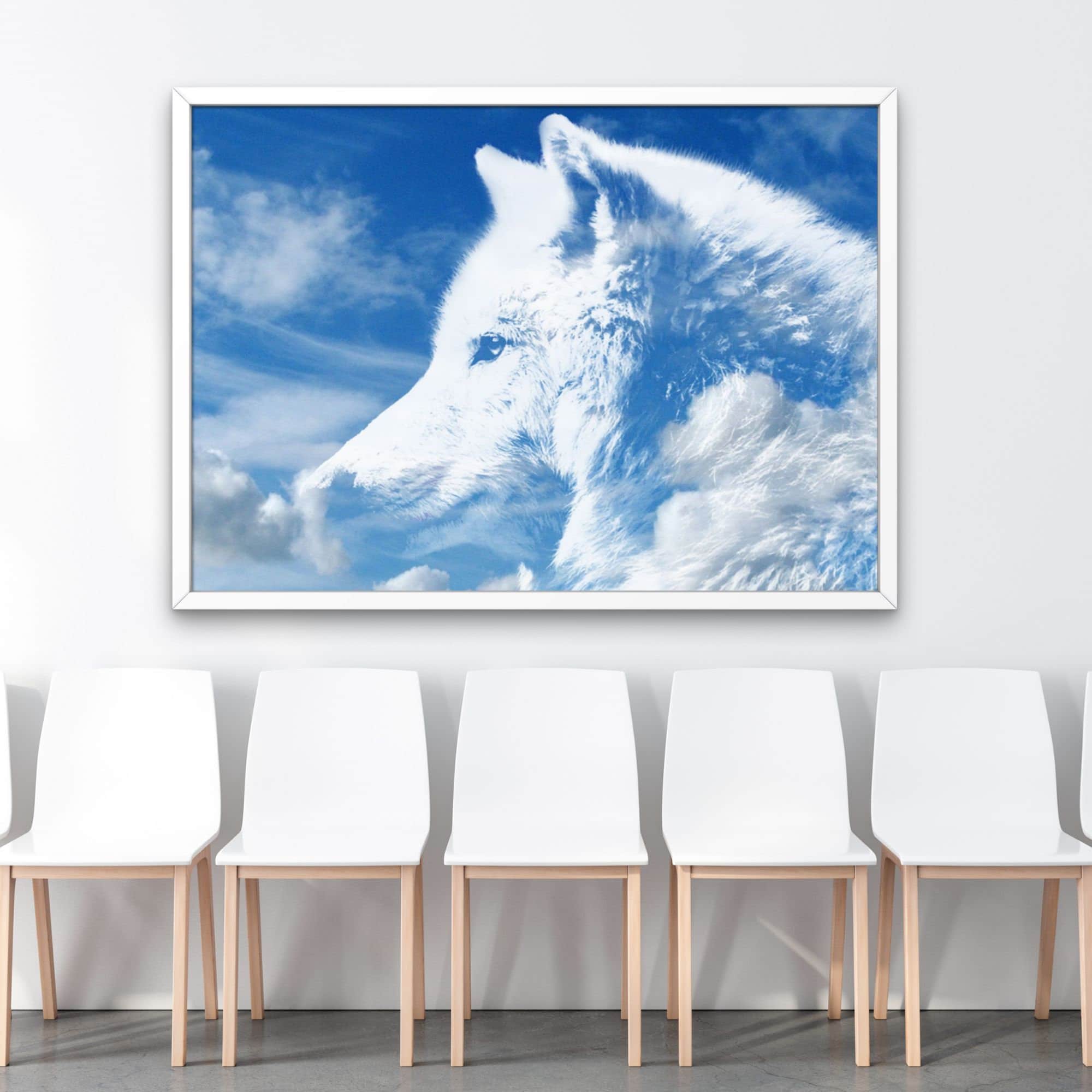 Surreal Sky Wolf Digital Wall Art - Part of the Surrealism Collection ...