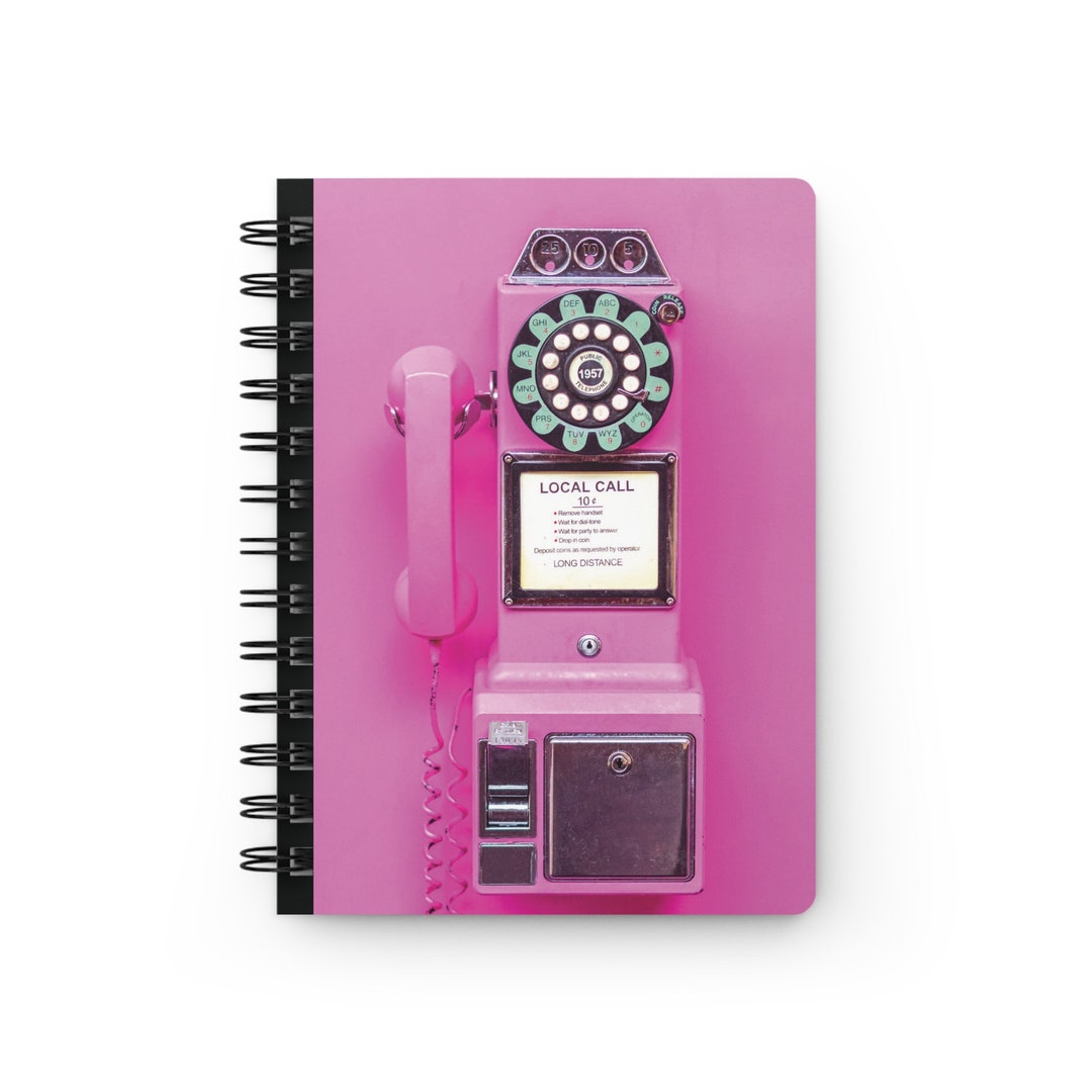 Retro Pink Payphone Spiral Bound Journal or Notebook, Journal/notebook ...