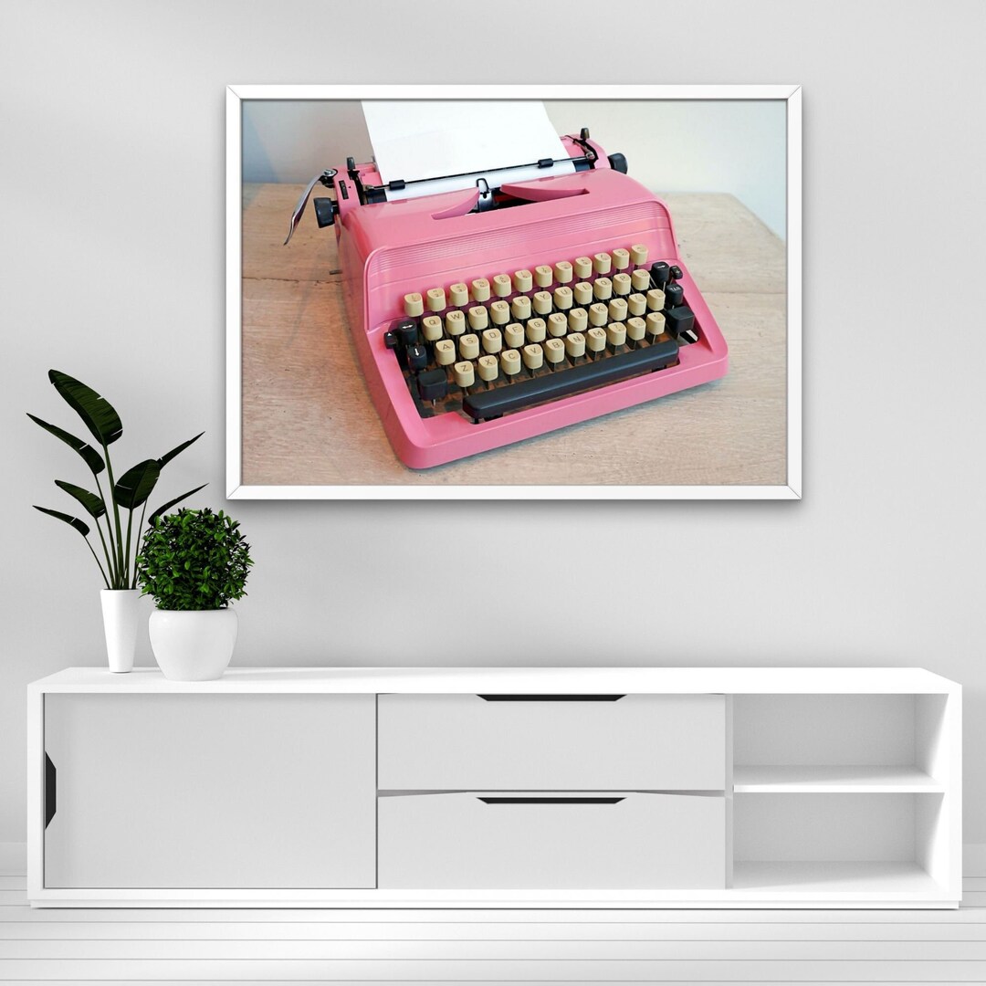 Retro Pink Typewriter Digital Wall Art, Vintage/retro Collection ...