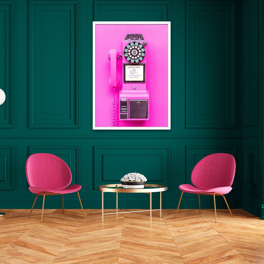 Vintage Pink Pay Phone Digital Wall Art, Vintage/retro Collection ...