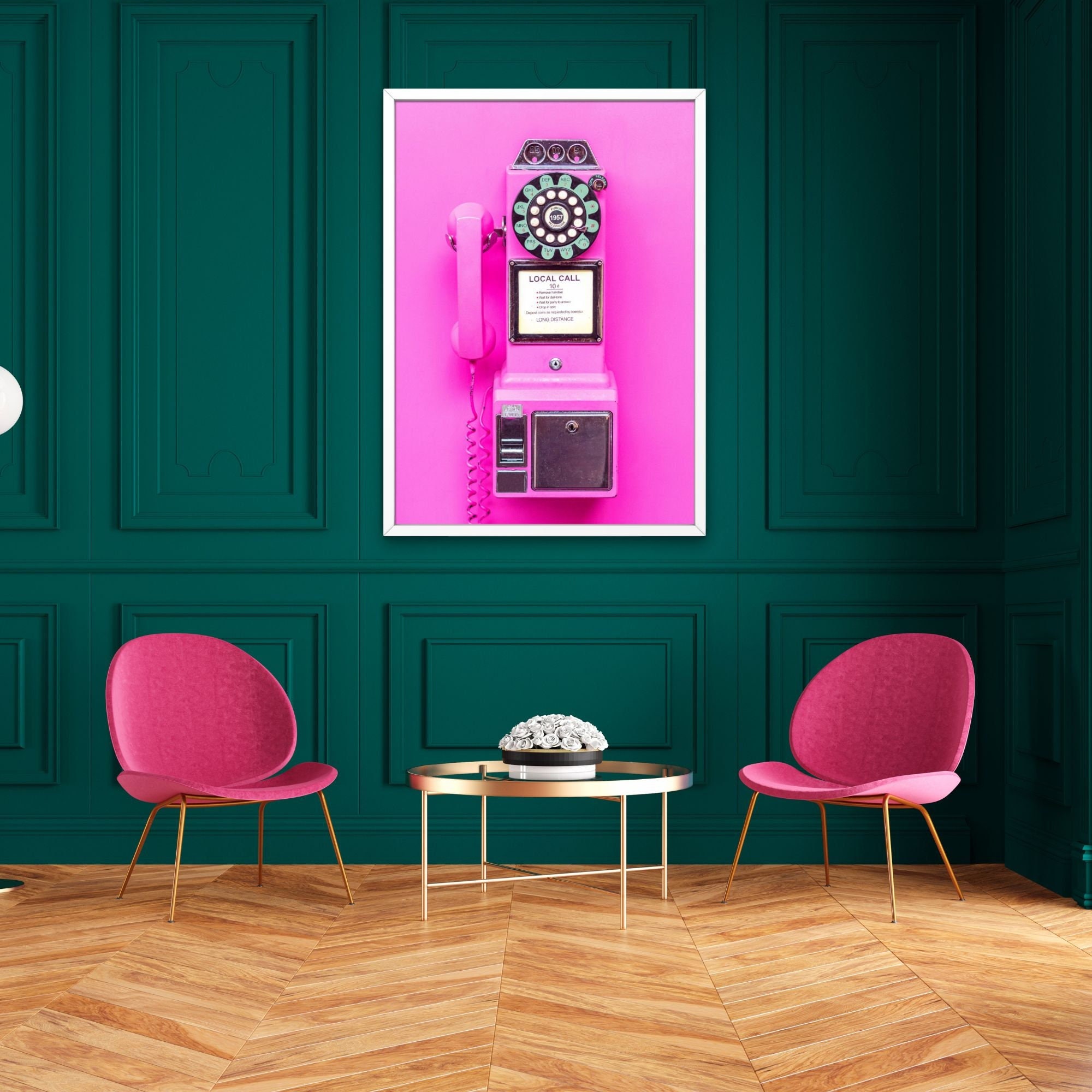 Vintage Pink Pay Phone Digital Wall Art, Vintage/retro Collection ...
