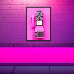 Vintage Pink Pay Phone Digital Wall Art, Vintage/retro Collection ...