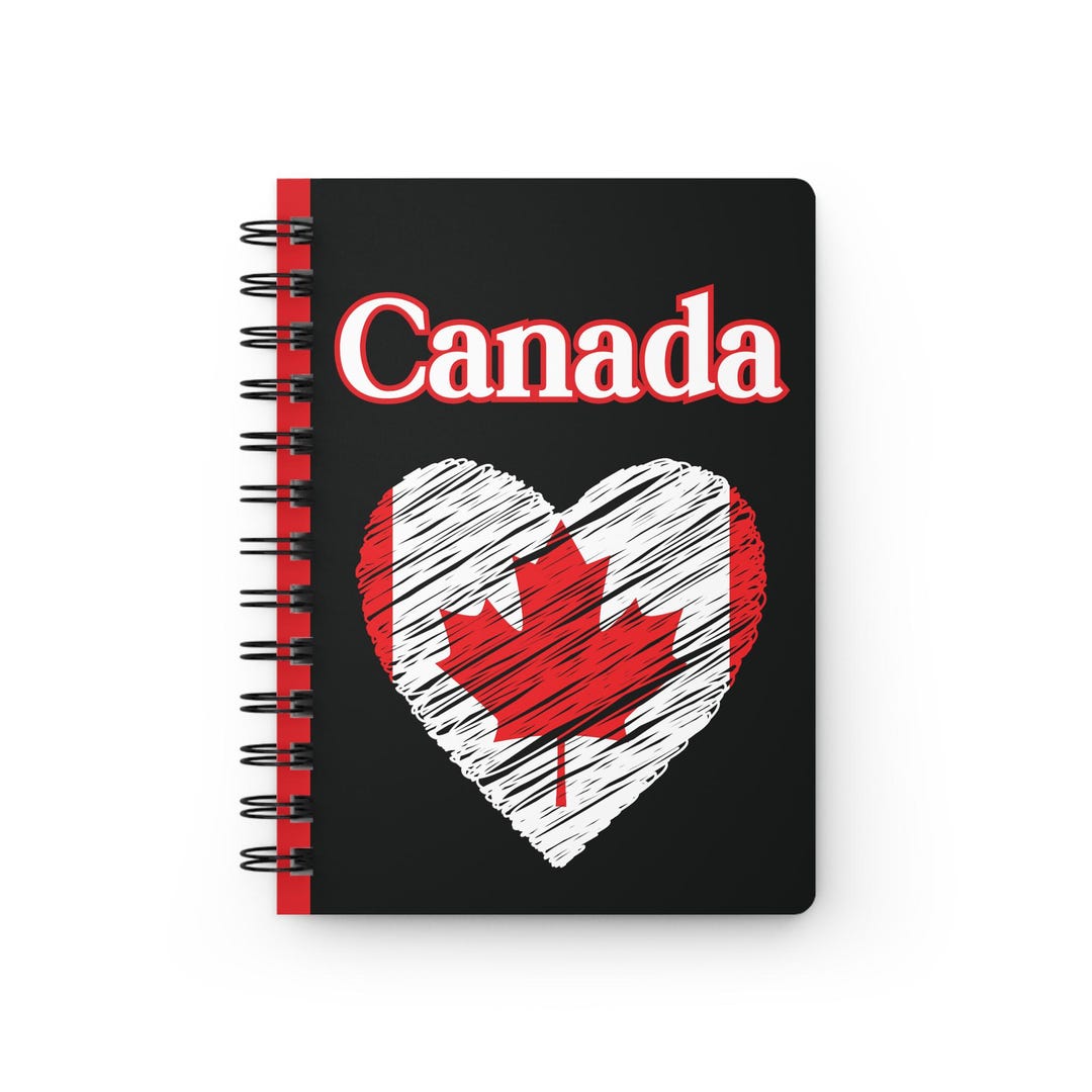 Canada Spiral Bound Journal, Red and Black Notebook, Canadian Flag ...