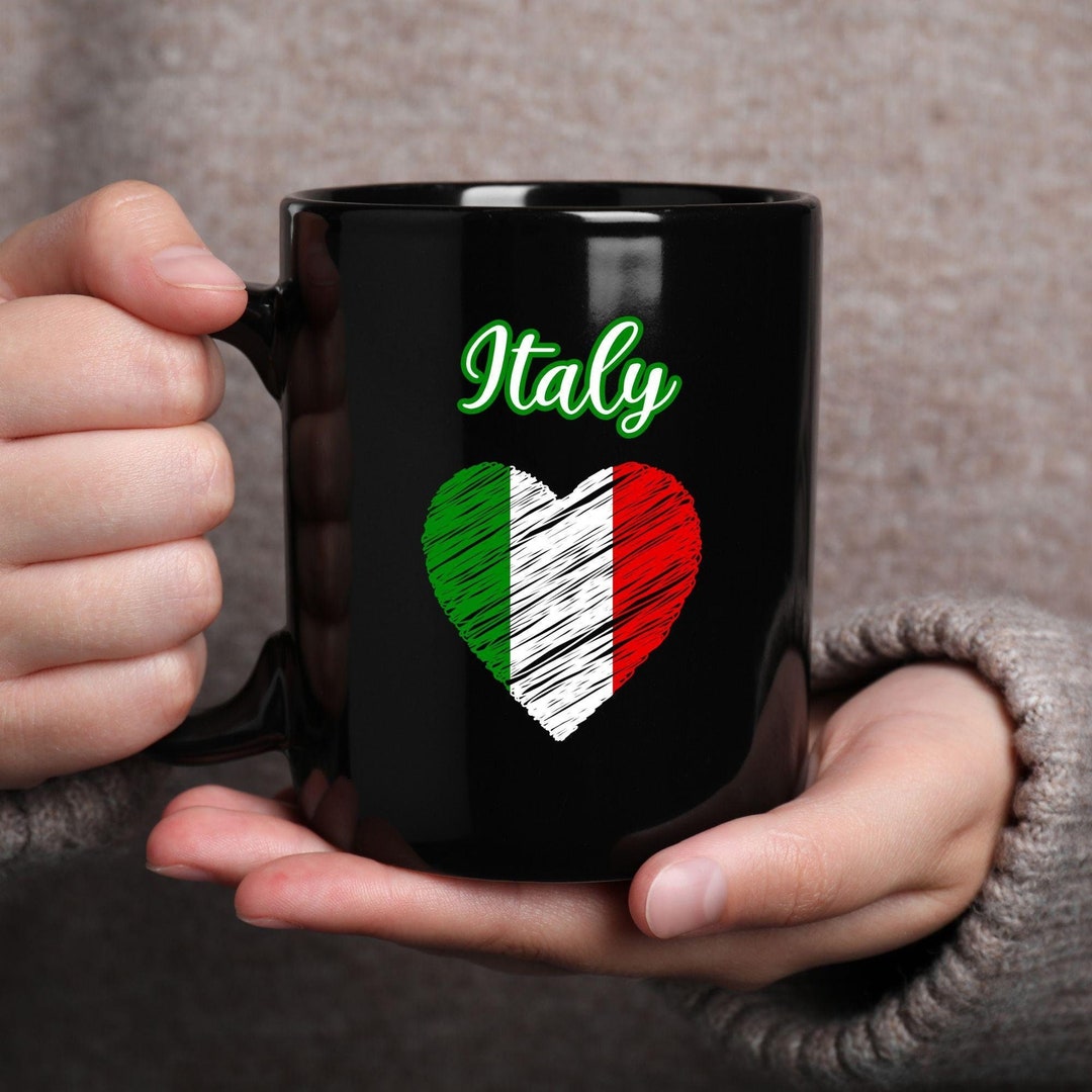 Italy Flag Black Mug, Italian Design Coffee Cup, Travel Souvenir Gift ...