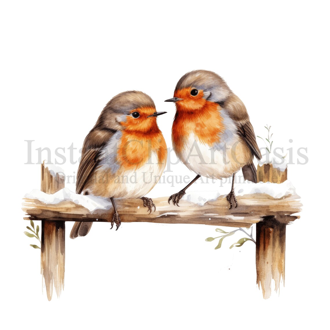 Winter Robins Clipart, 10 High Quality Pngs, Instant Digital Download ...