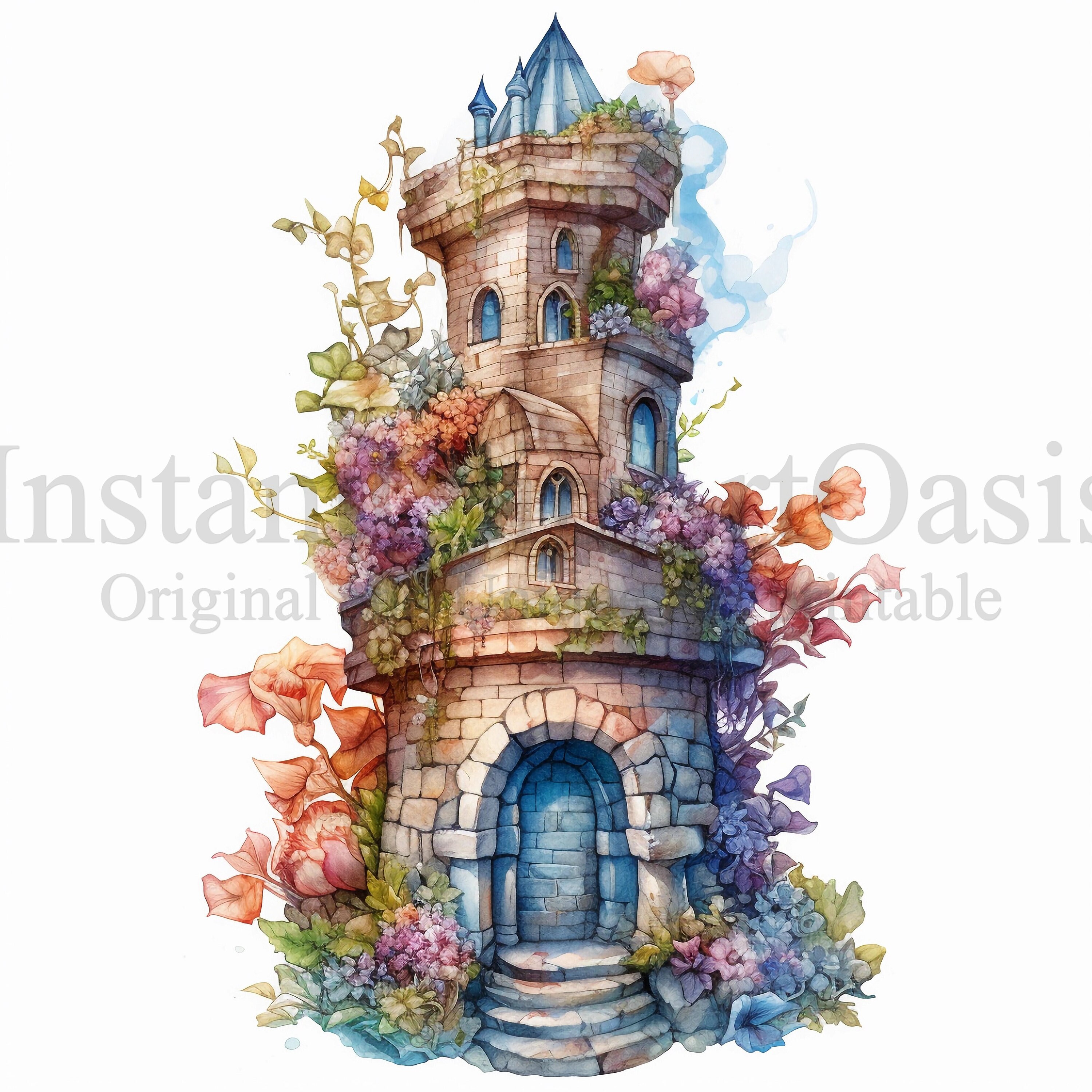 Fairy Towers Set 2 Clipart, 10 High Quality Jpgs, Nursery Art, Digital ...