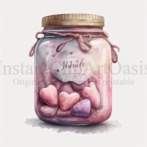 Jar of Hearts Clipart, 10 High Quality Jpgs, Art, Instant Digital ...