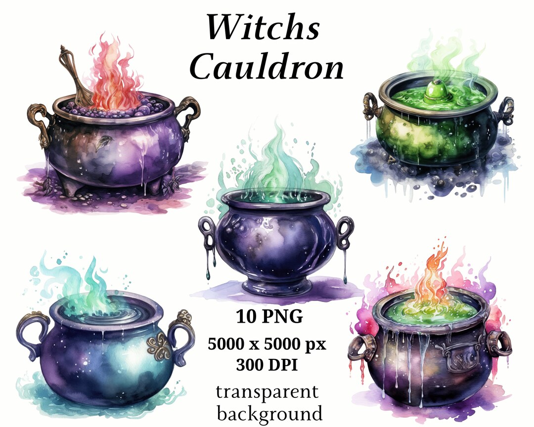 Witchs Cauldron Clipart, 10 High Quality Pngs, Digital Planner ...