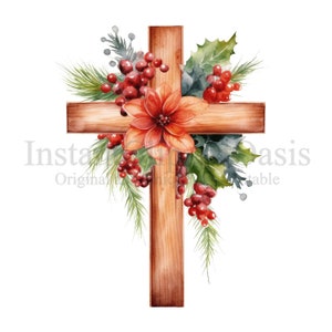 Christmas Cross Clipart - 10 High Quality Pngs, Christian Print ...