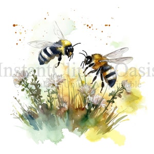 Buzzing Bees Clipart, 10 High Quality Jpgs, Digital Download, Card ...