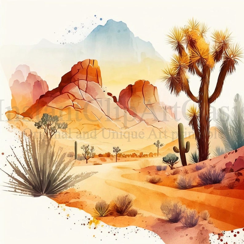 Desert Landscape Clipart 10 High Quality Jpgs Watercolor - Etsy
