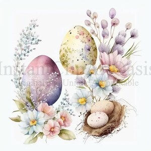 Floral Easter Eggs Clipart, 10 High Quality Jpgs, Easter Eggs Clipart ...