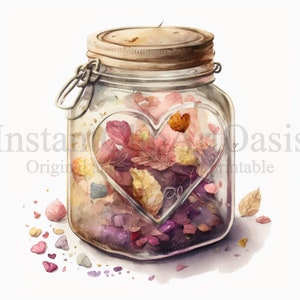 Jar of Hearts Clipart, 10 High Quality Jpgs, Art, Instant Digital ...