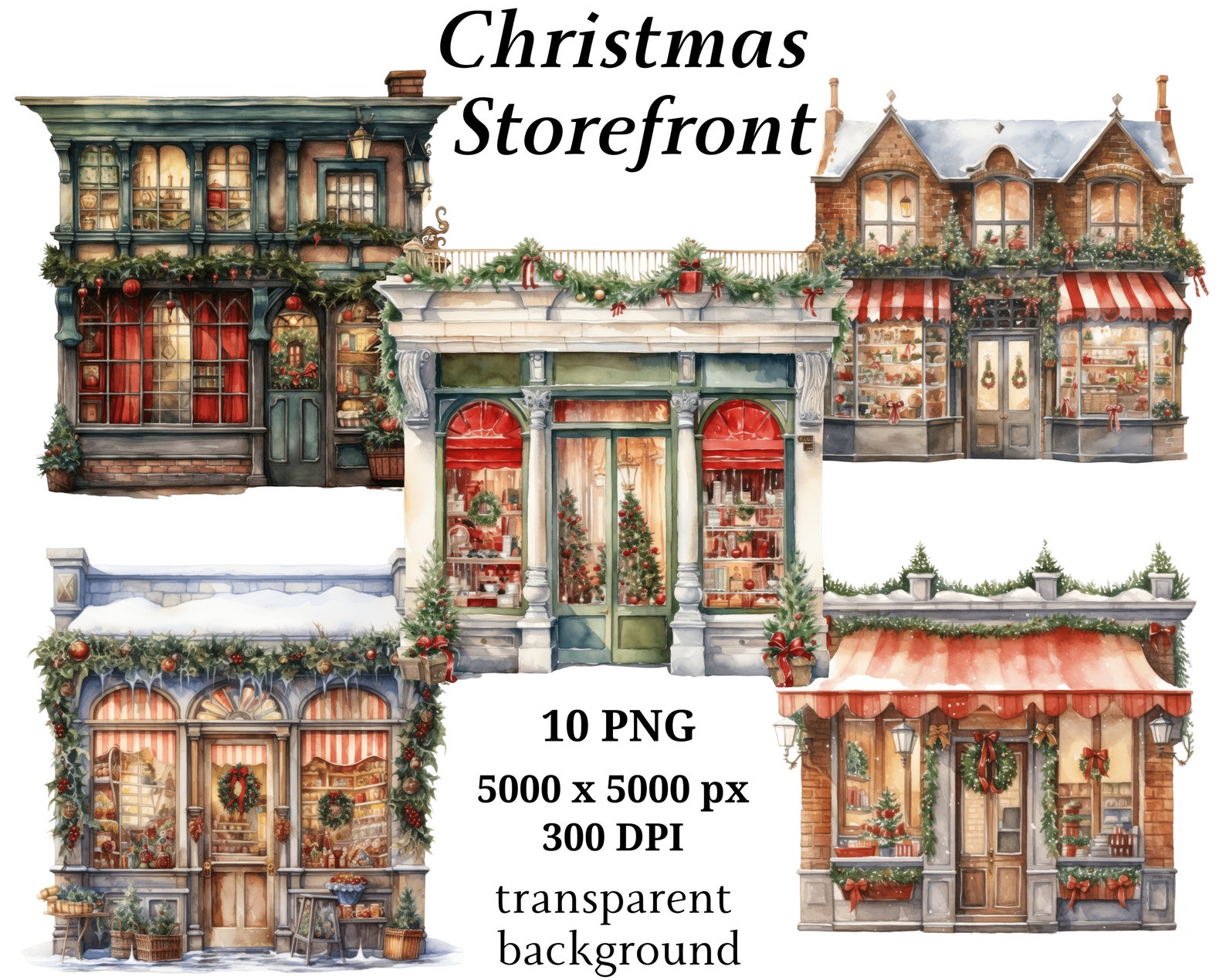 Christmas Storefront Clipart - 10 High Quality Pngs, Christmas Clipart ...