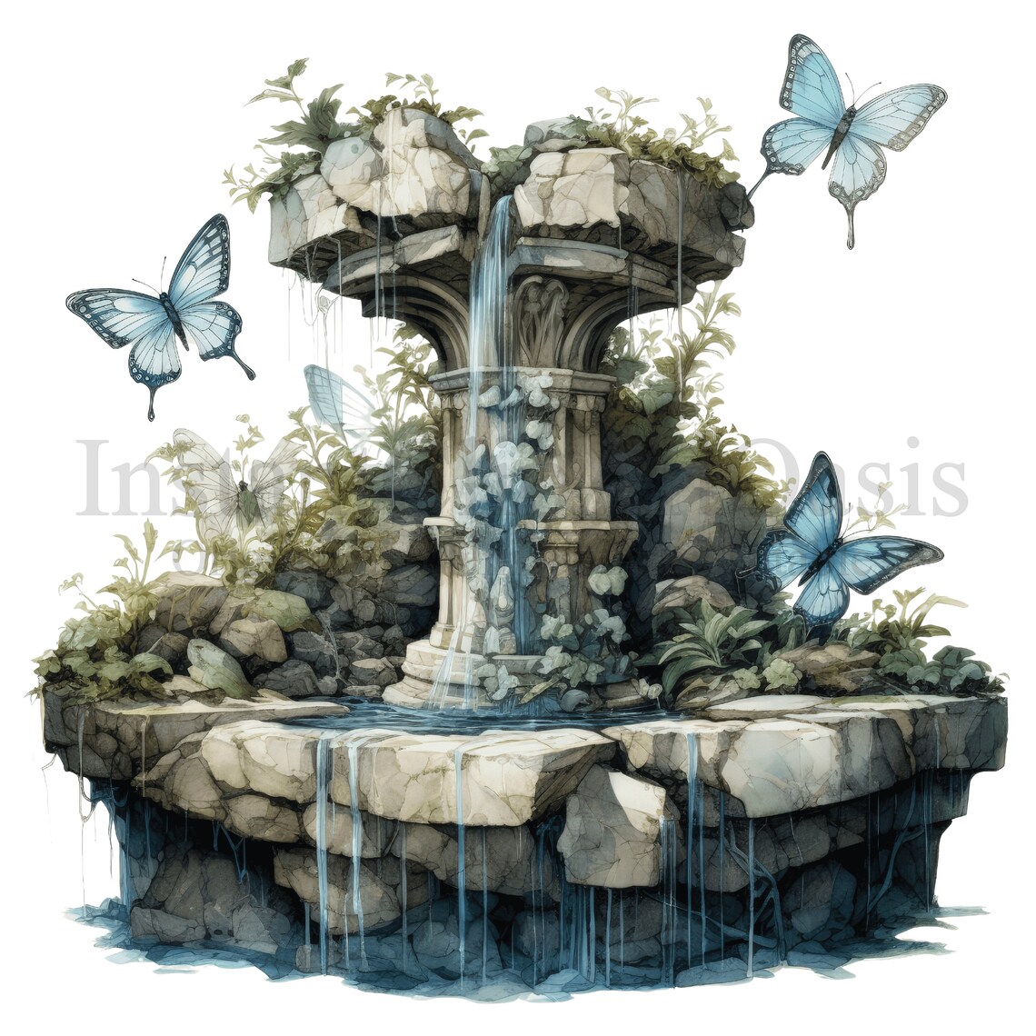 Antique Fountains Clipart - 10 High Quality Pngs, Nursery Art, Digital ...