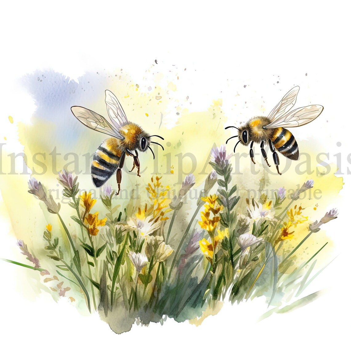 Buzzing Bees Clipart, 10 High Quality Jpgs, Digital Download, Card ...