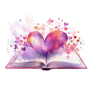 Books & Hearts Clipart, 10 High Quality Pngs, Digital Planners, Junk ...
