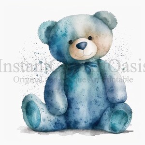 Blue Teddy Bear Clipart, 10 High Quality Jpgs, Nursery Art, Digital Download | Card Making, Cute ...
