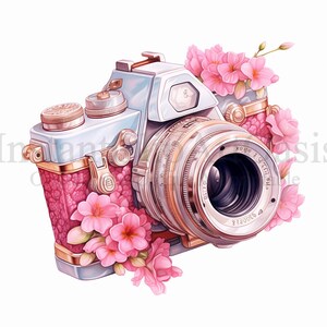 Floral Cameras Clipart, 8 High Quality Jpgs, Art, Instant Digital ...