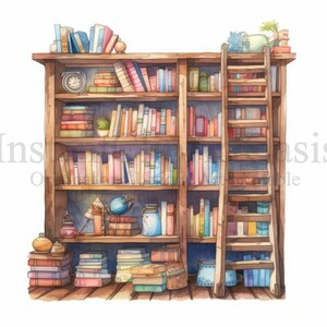 Bookshelf Clipart, 10 High Quality Jpgs, Nursery Art, Digital Download ...