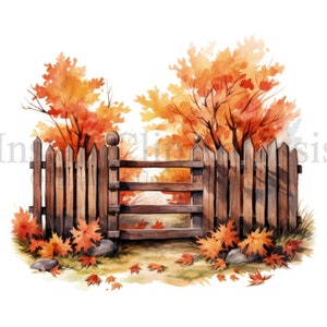 Autumn Fences Clipart, 10 High Quality Jpgs, Nursery Art, Instant ...