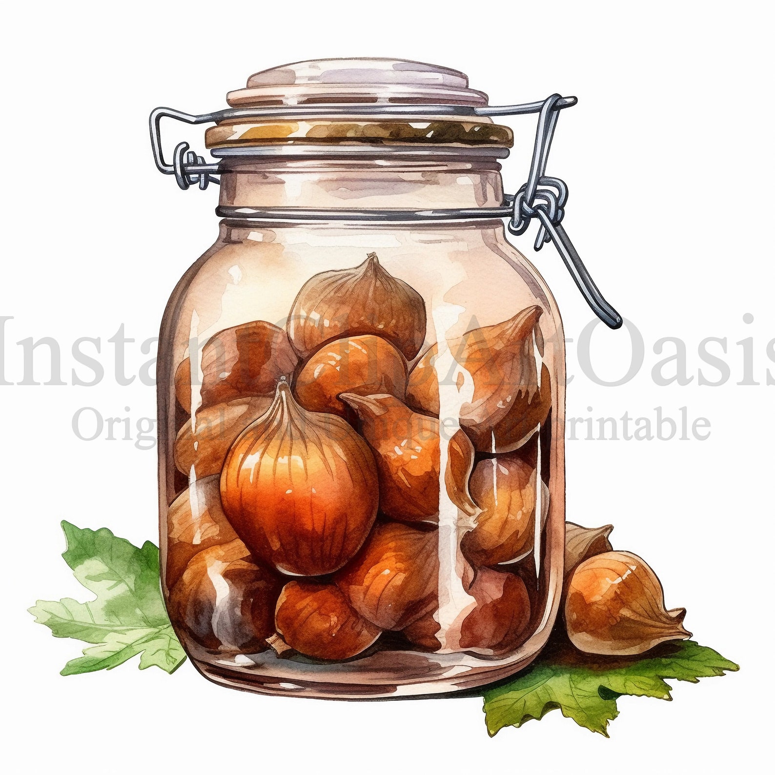 Acorns Jar Clipart, 10 High Quality Jpgs, Vintage Art, Digital Download ...