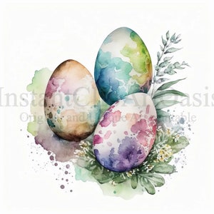 Floral Easter Eggs Clipart, 10 High Quality Jpgs, Easter Eggs Clipart ...