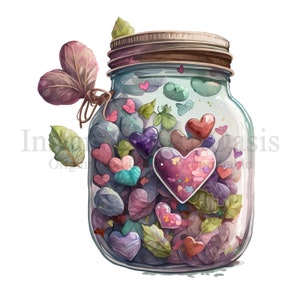 Jar of Hearts Clipart 10 High Quality Pngs Art Instant - Etsy