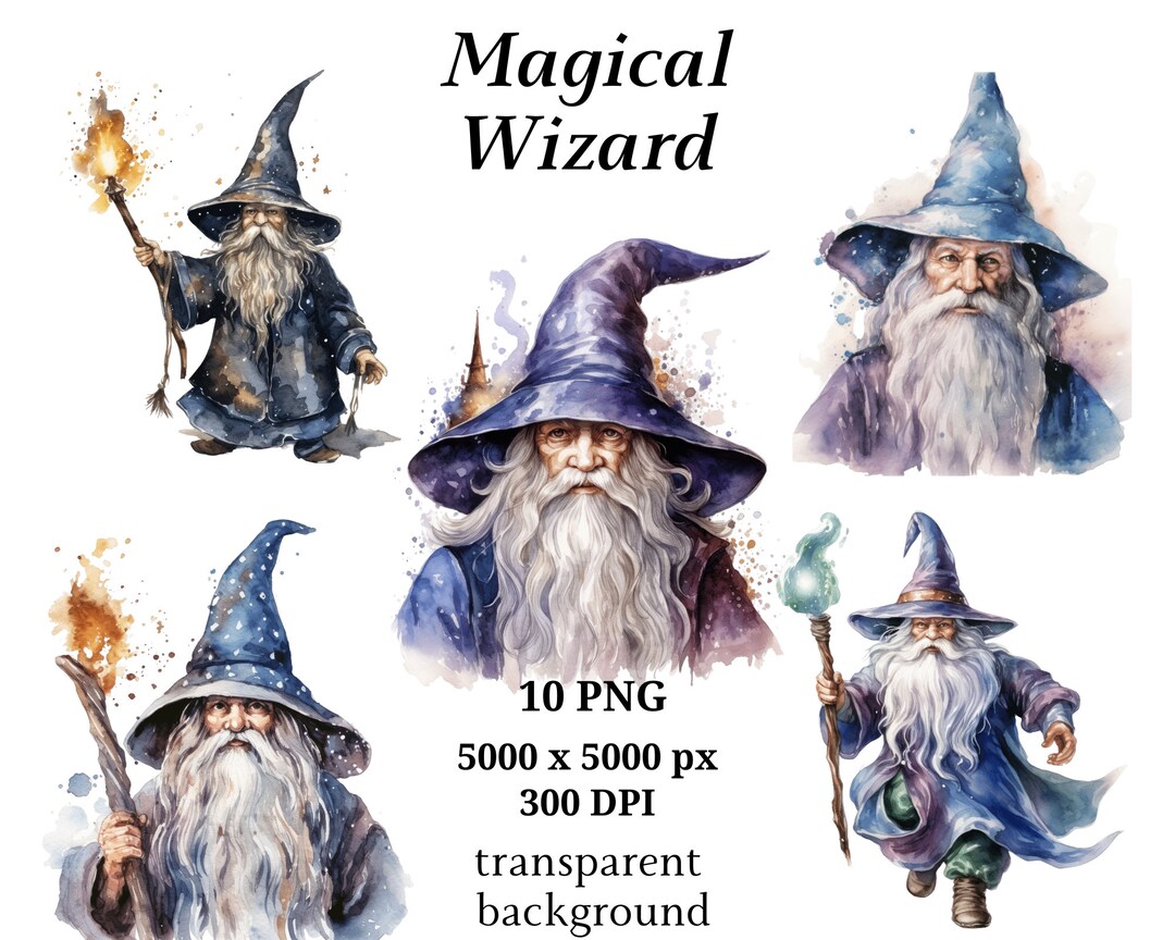 Magical Wizard Clipart - 10 High Quality Pngs, Digital Planners, Junk ...