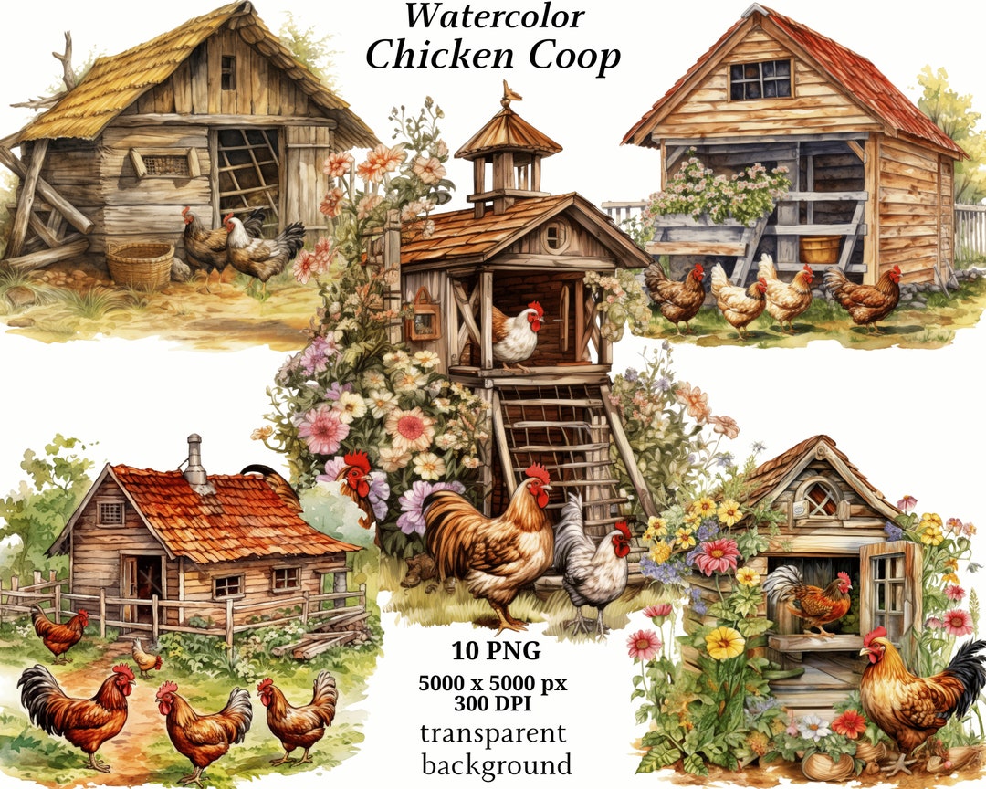 Chicken Coop Clipart, 10 High Quality Pngs, Farmyard Clipart, Instant ...