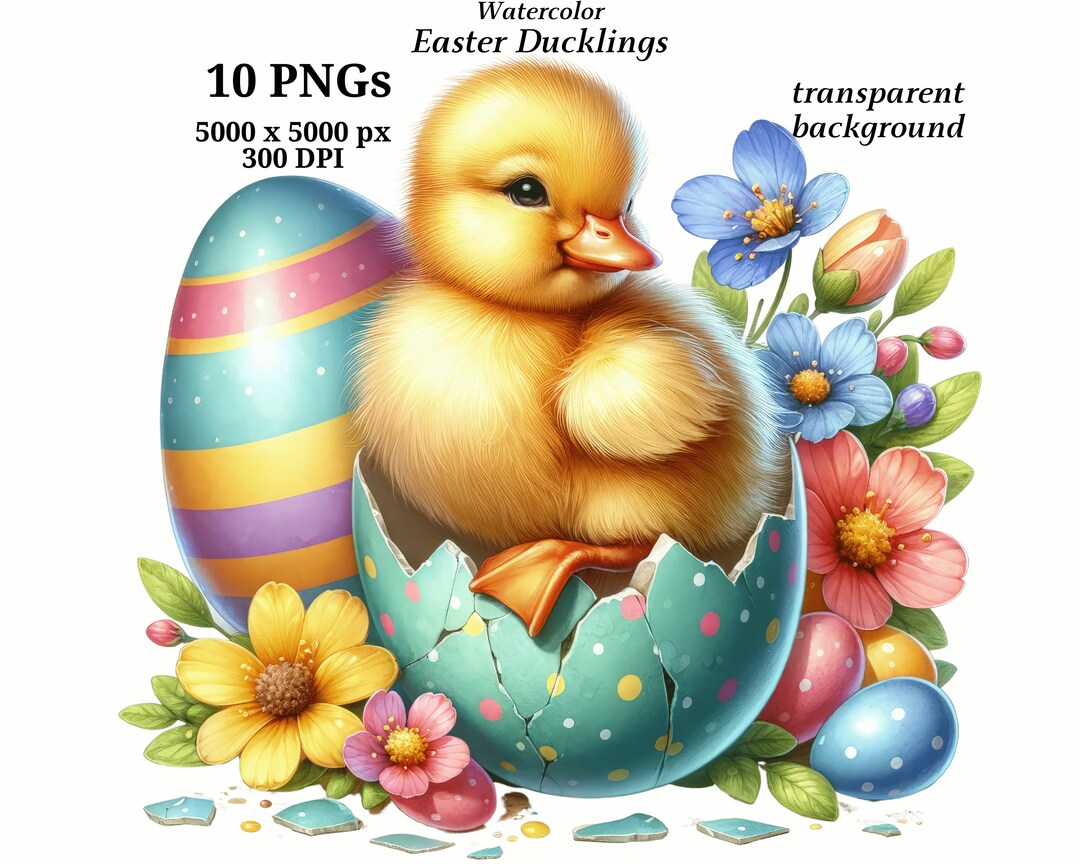 Easter Ducklings Clipart, 10 High Quality Pngs, Nursery Art, Digital ...