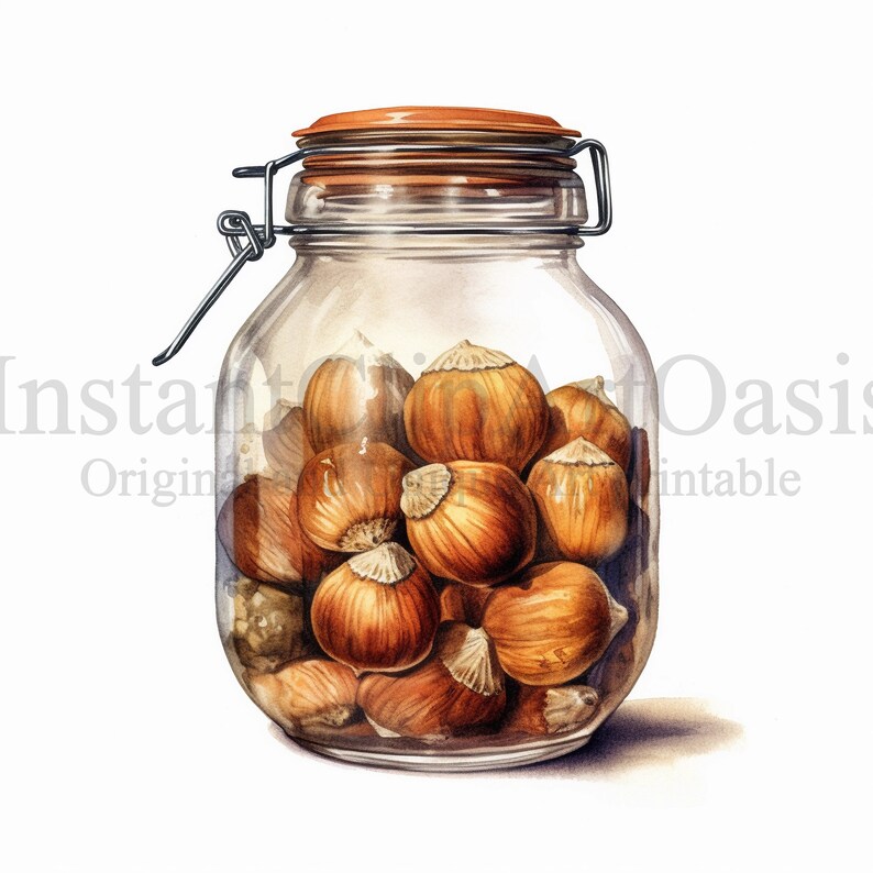 Acorns Jar Clipart, 10 High Quality Jpgs, Vintage Art, Digital Download ...