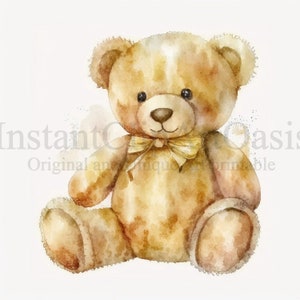 Yellow Teddy Bear Clipart, 10 High Quality Jpgs, Nursery Art, Digital ...