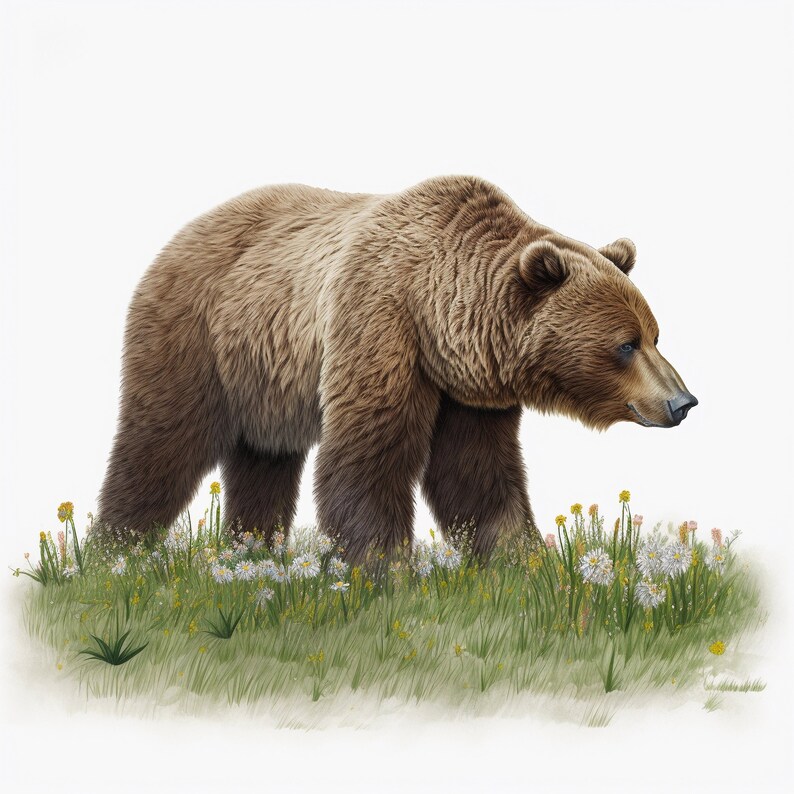 Grizzly Bear Clipart 10 High Quality Jpgs Nursery Art Card - Etsy