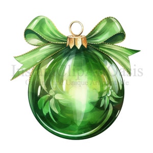 Watercolor Green Bauble Clipart, 10 High Quality Pngs, Christmas ...