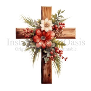 Christmas Cross Clipart - 10 High Quality Pngs, Christian Print ...