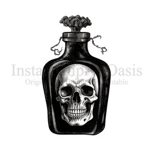 Black & White Potions Bottles Clipart, 10 High Quality Pngs, Digital ...