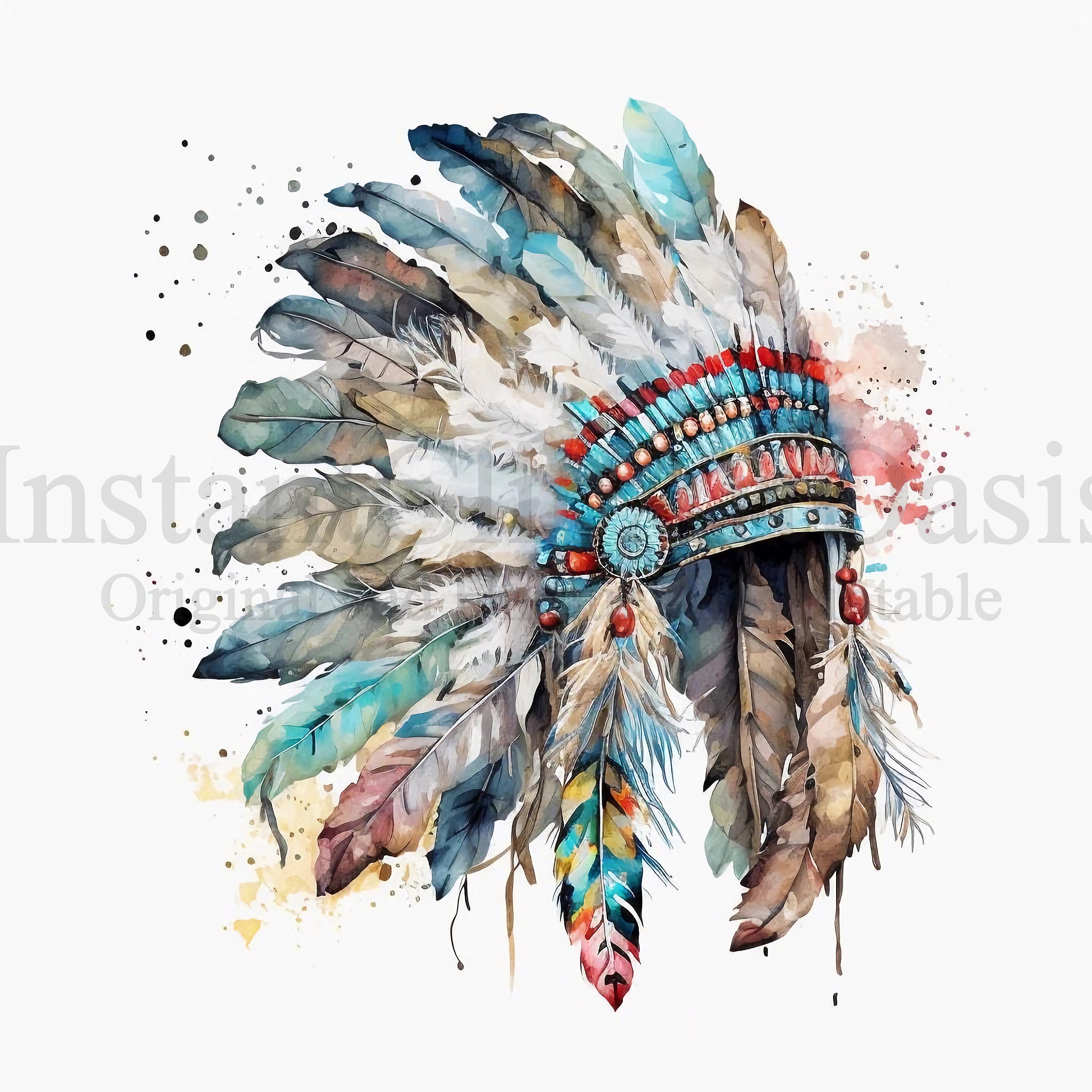 Native American Head Dress Clipart, 10 High Quality Jpgs, Instant ...