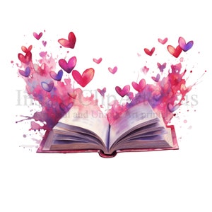 Books & Hearts Clipart, 10 High Quality Pngs, Digital Planners, Junk ...