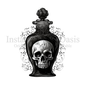 Black & White Potions Bottles Clipart, 10 High Quality Pngs, Digital ...