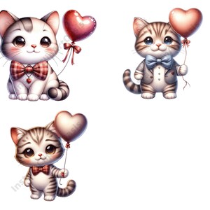 Cat With Heart Clipart, 11 High Quality Pngs, Digital Download, Card ...
