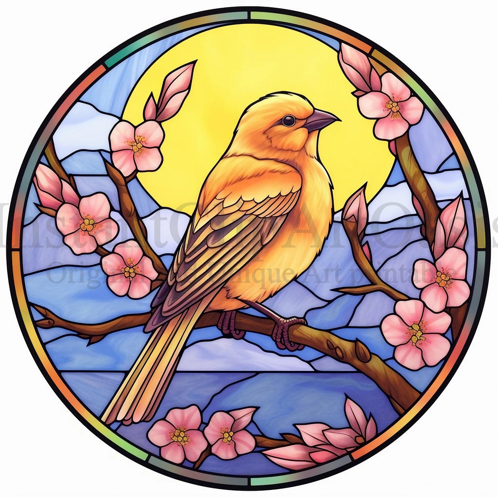 Stained Glass Canary, 10 High Quality Jpgs, Stained Glass, Digital ...