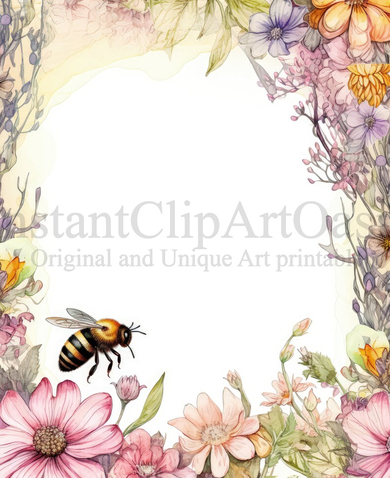 Wildflower Bees Papers, 10 High Quality Jpgs, Junk Journal Papers ...