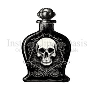 Black & White Potions Bottles Clipart, 10 High Quality Pngs, Digital ...