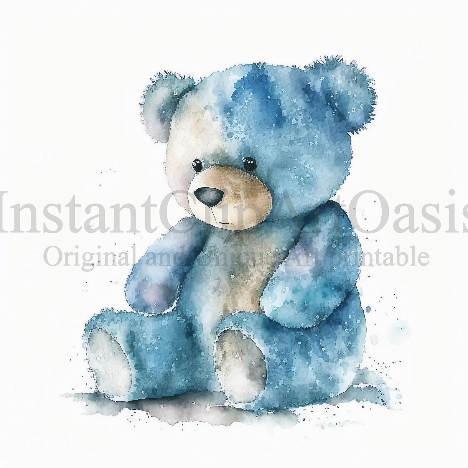 Blue Teddy Bear Clipart, 10 High Quality Jpgs, Nursery Art, Digital ...