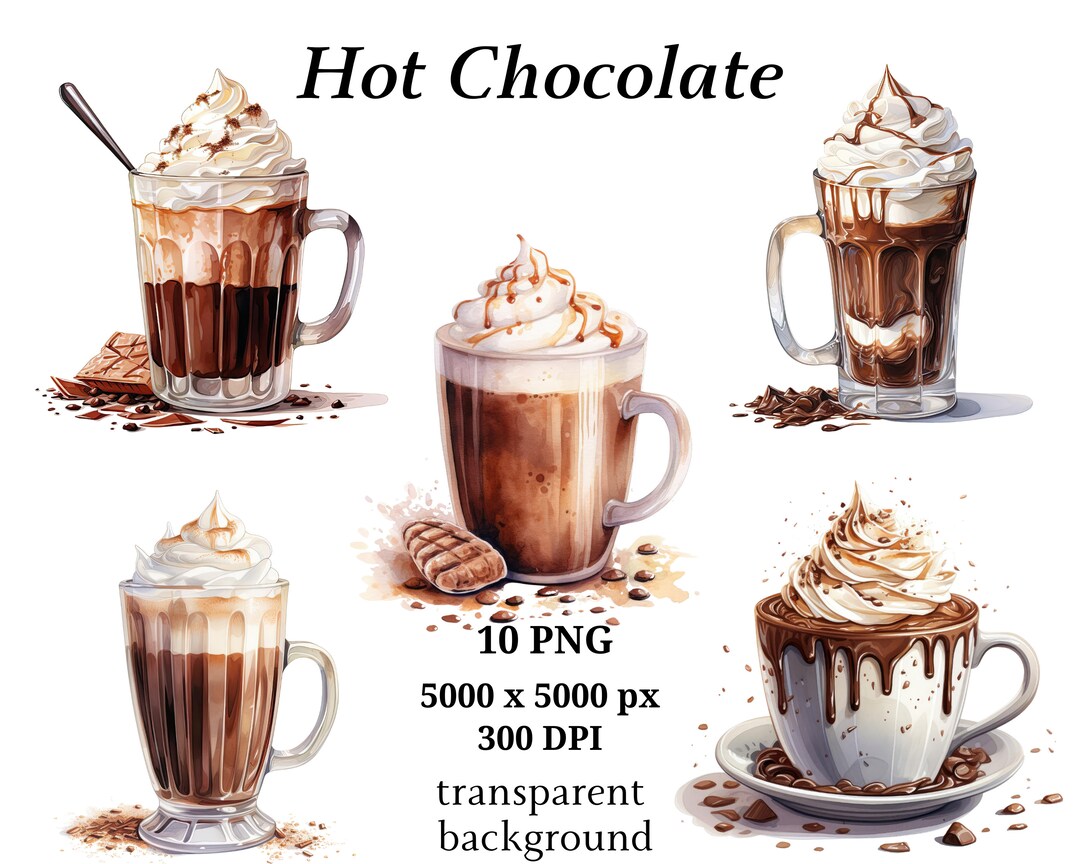 Hot Chocolate Clipart, 10 High Quality Pngs, Instant Digital Download ...