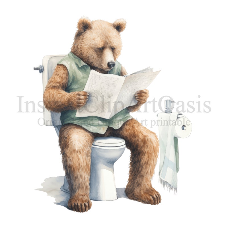 Bears on Toilet Clipart - 7 High Quality Pngs, Digital Planners, Junk ...