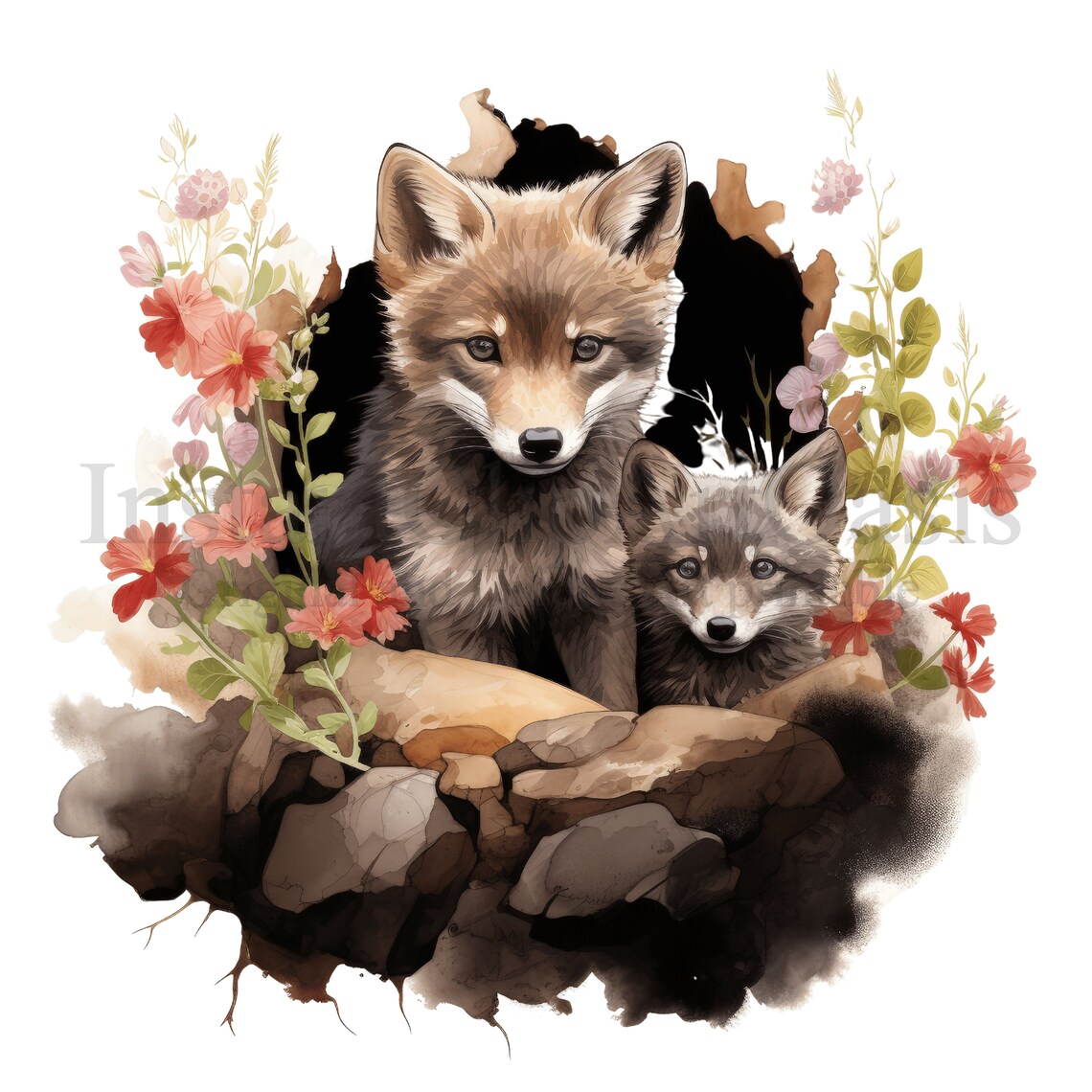 Wolf Cubs in the Den Clipart - 10 High Quality Pngs, Digital Download ...
