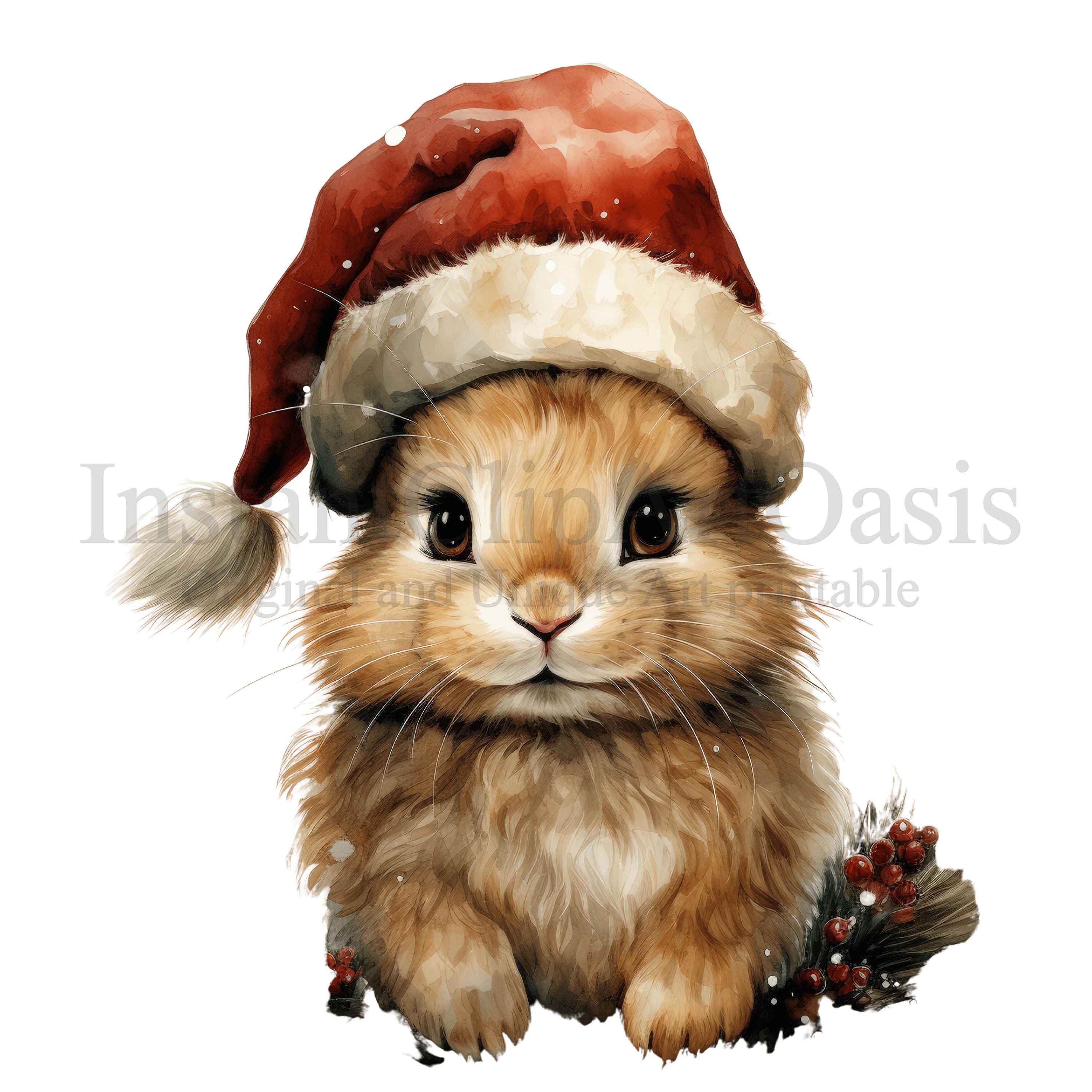 Christmas Bunny Clipart, 10 High Quality Pngs, Christmas Clipart, Card ...