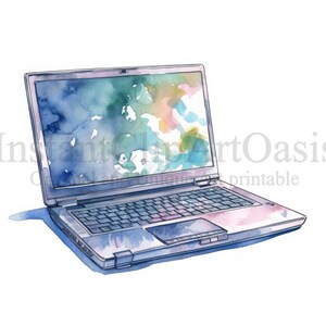 Watercolor Laptop Clipart, 10 High Quality Jpgs, Instant Digital ...